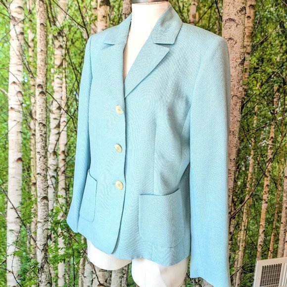Kasper | Jackets & Coats | Vintage 7s 80 Kasper Blazer In Baby Blue ...